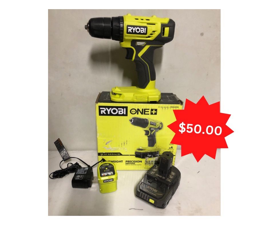 ONE 18V Cordless Drill Driver kit With 1.5 Battery And Charger PDD209K Power tools