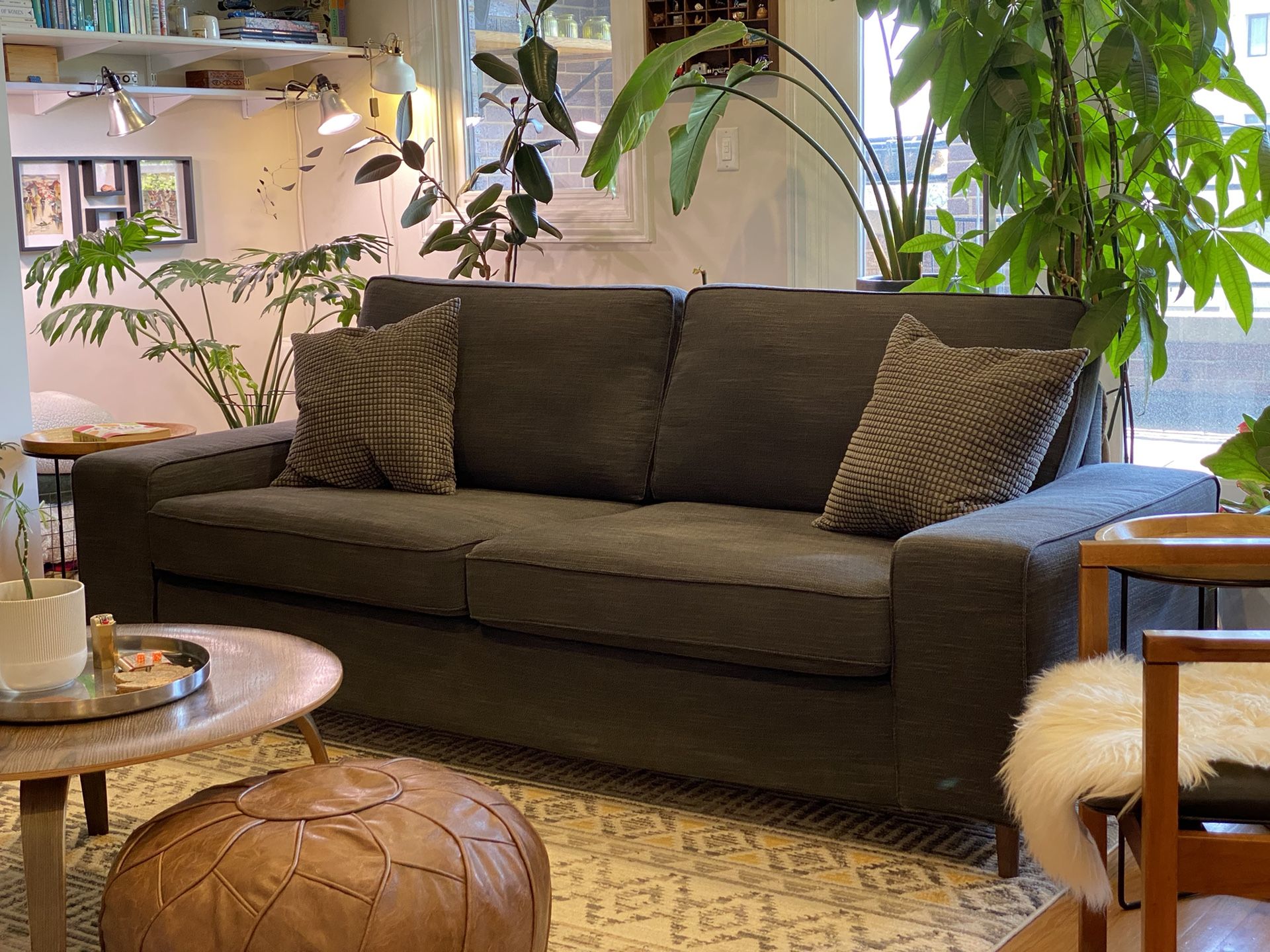 IKEA Kivik Sofa w Hillared Anthracite Cover Prettypegs Carl 120 Legs in Walnut for Sale in Chicago IL OfferUp