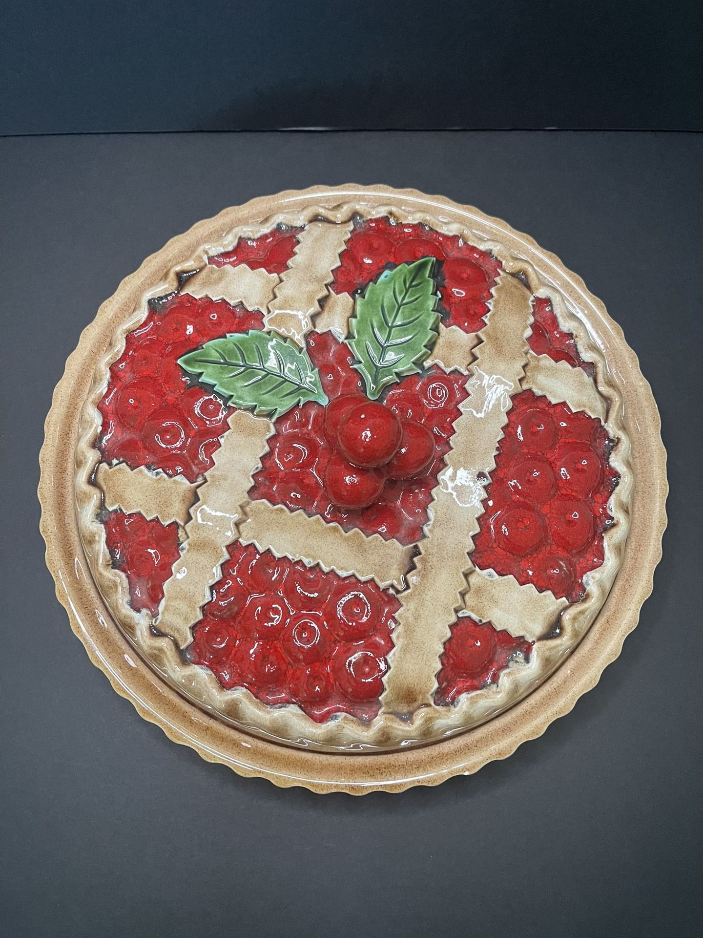 Vintage Waccamaw Cherry Pie Ceramic Dish With Lid Made In Portugal 80s ...
