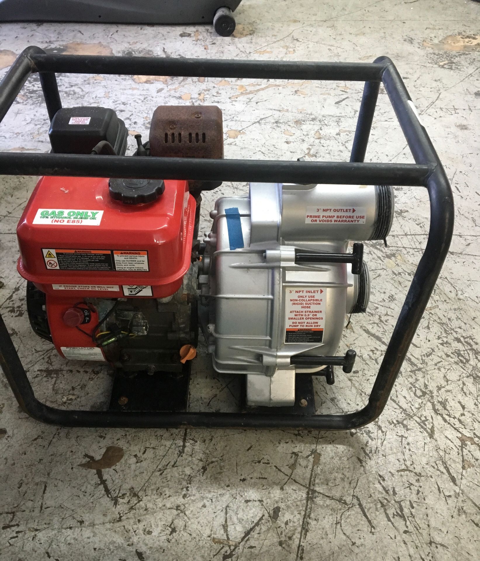 Predator 3 in water pump, 212 cc 290 gpm gas powered, no hoses 235.00 ...