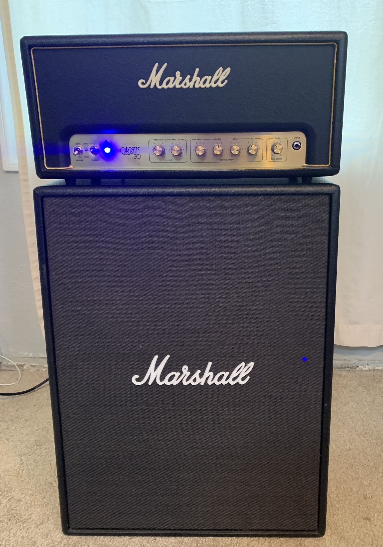Marshall Origin 20-watt Tube Head and 2x12 Speaker Cab for Sale in ...