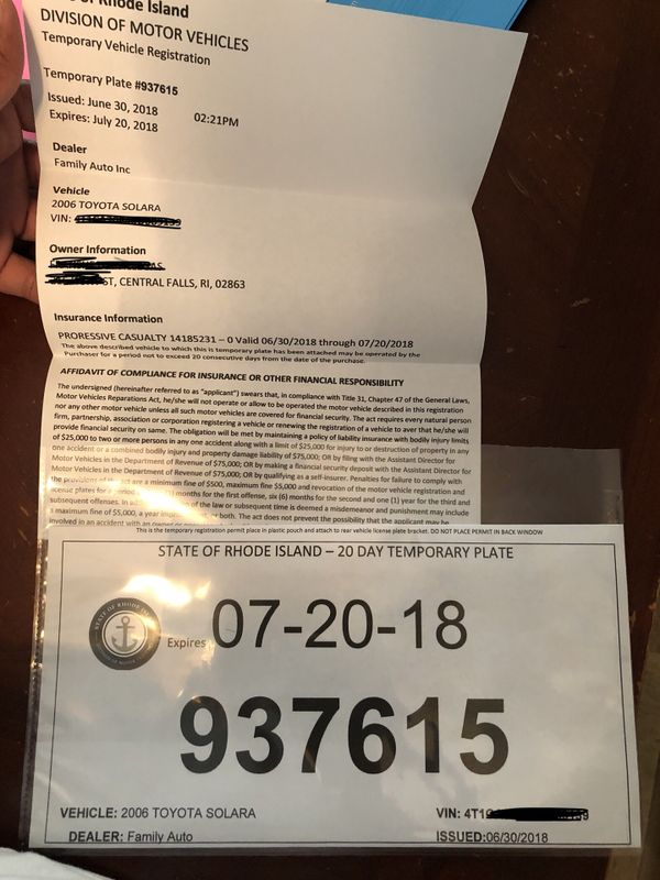 Temporary plates. 100% real 100% legit for Sale in Cranston, RI - OfferUp