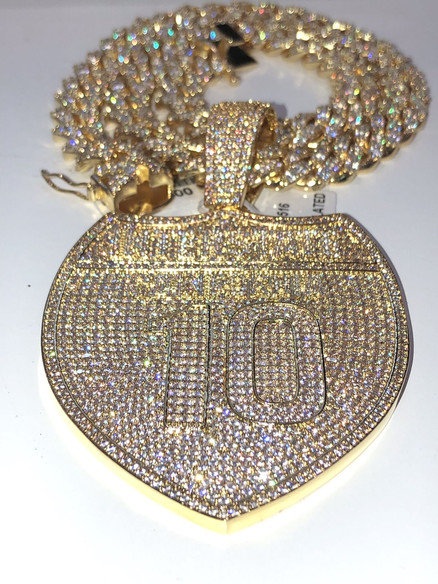 Men's Iced Out Created Diamond 14k Gold Finish INTERSTATE-10 Pendant ...