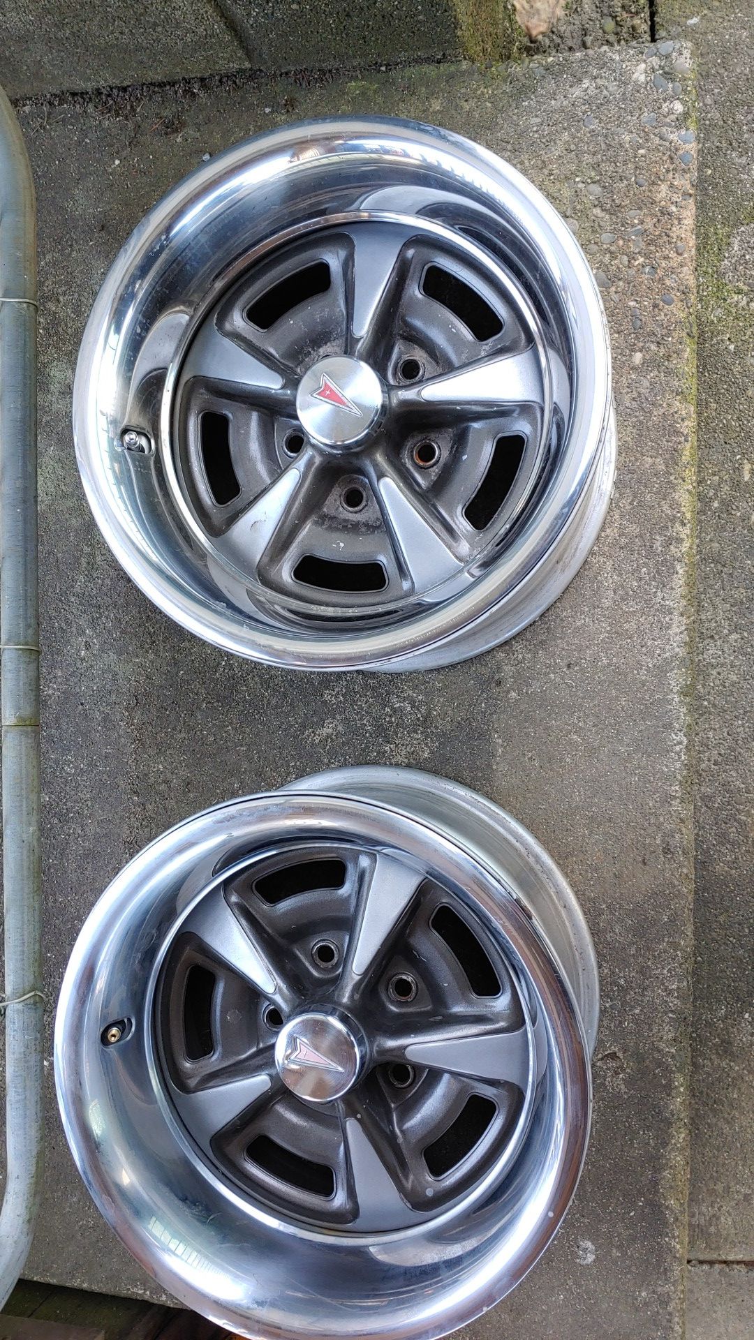 2 15x8 pontiac rally wheels sold thru aims us made like new for Sale in ...