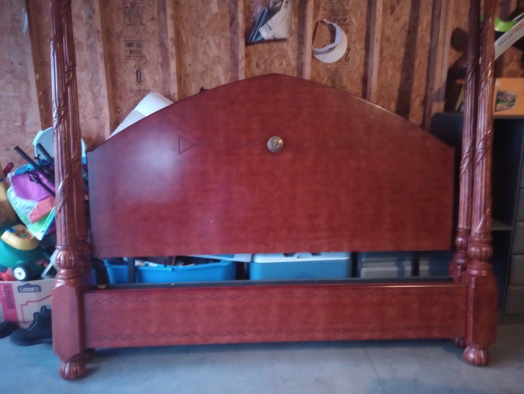 Solid Mahogany Wooden King-size Headboard, Footboard, 4 Posts, Matching ...