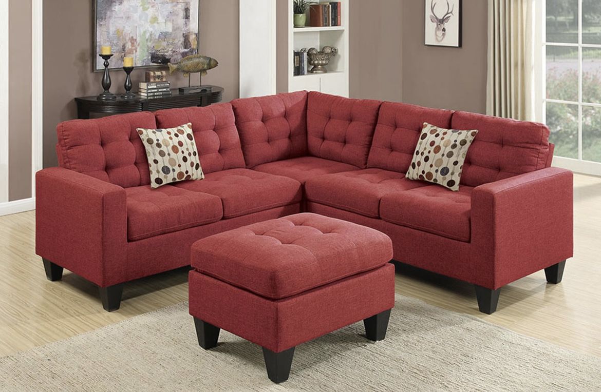 Red Sectional Sofa With Ottoman | Cabinets Matttroy