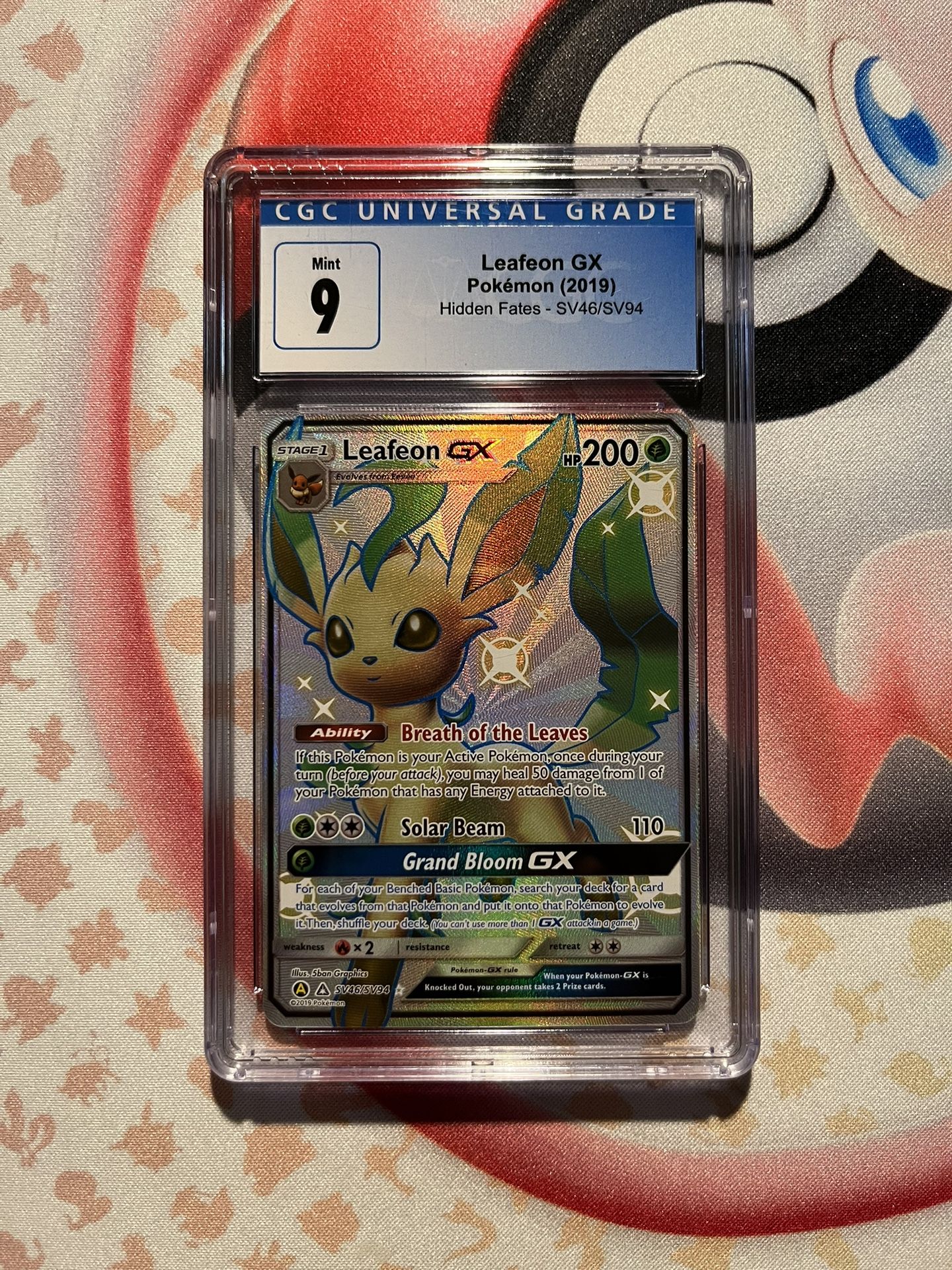 Pokémon TCG Leafeon GX Shiny Holo Rare Sword & Shield: Hidden Fates ...