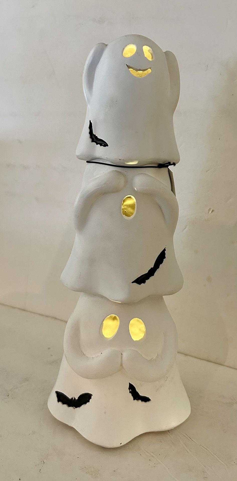 Halloween Triple Stacked LED Lighted Ghosts With Bat Silhouettes for ...