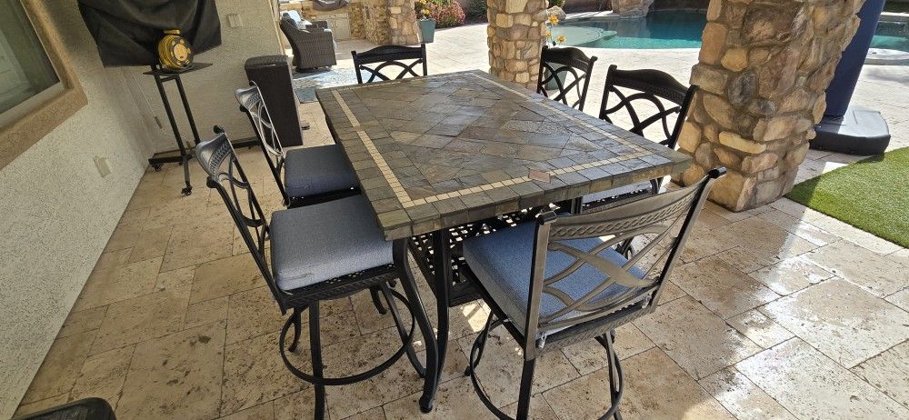 Patio Pub Table Chairs Fire pit Slate Furniture for Sale in Sun City ...