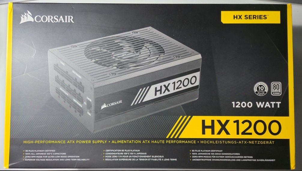 Corsair HX Series, HX1200, 1200 Watt, Fully Modular Power Supply, 80 ...