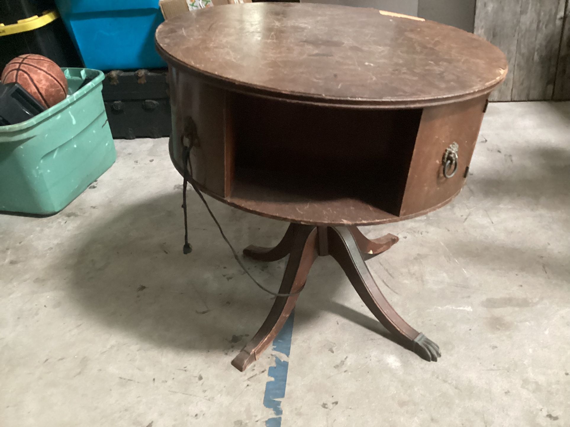 Philco Antique Radio Table Top Round Music FM Radio Tune Cabinet Brown ...