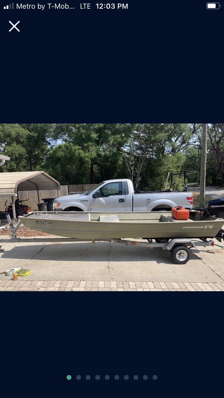 14 Foot Tracker Topper 9. 9 Mercury Tracker for Sale in Spring Hill, FL ...