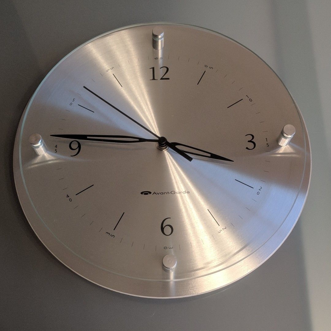 Metal Contemporary Avant Garde Silver Glass Clock Metallic for Sale in ...