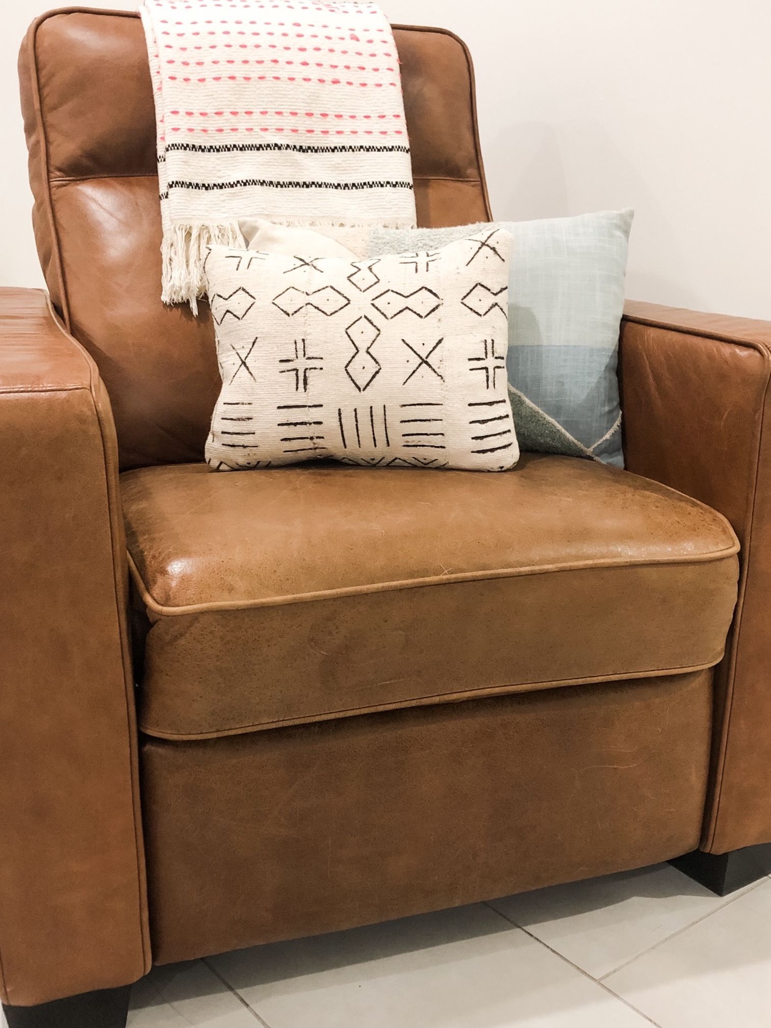 WEST ELM Real Leather Power Recliner “Harris” Armchair Accent for Sale ...