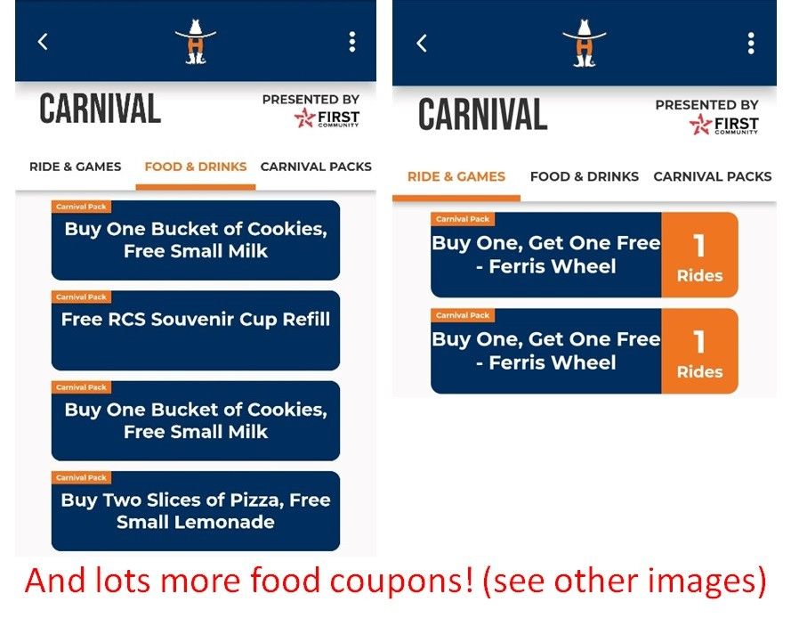 Houston Rodeo Carnival coupons (food, Ferris Wheel) for Sale in Houston ...
