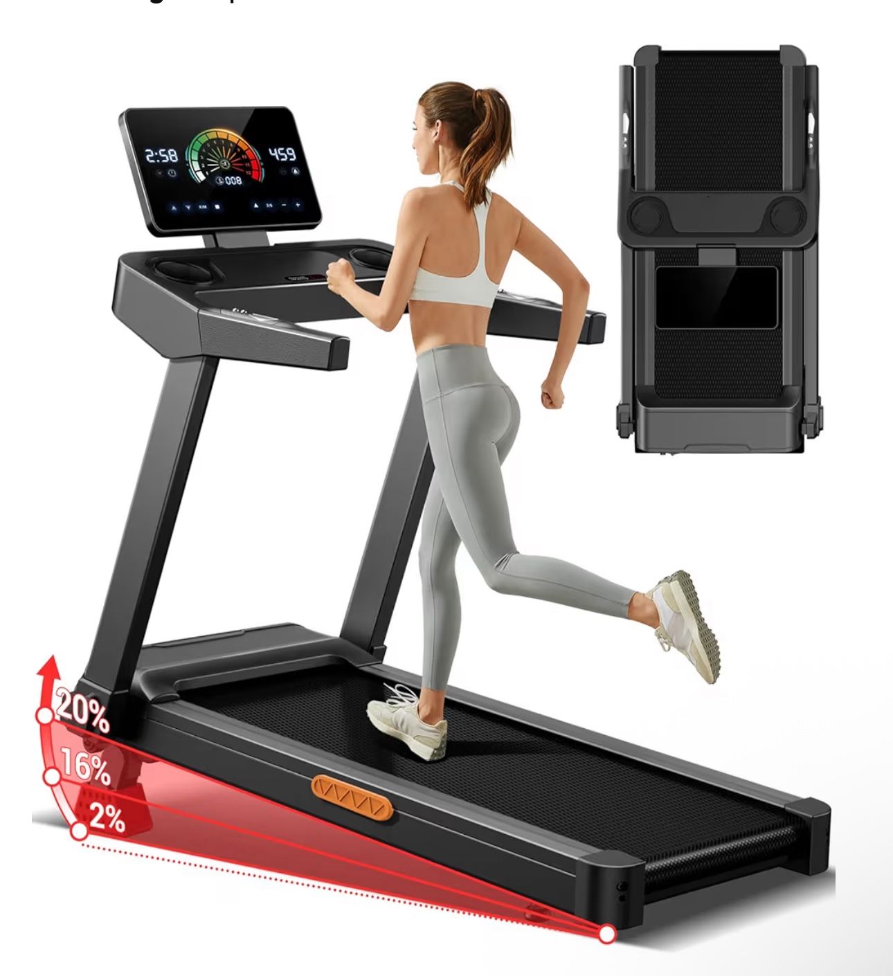 Fitness Home Folding Incline Treadmill with Pulse Sensors,, 400 lbs ...