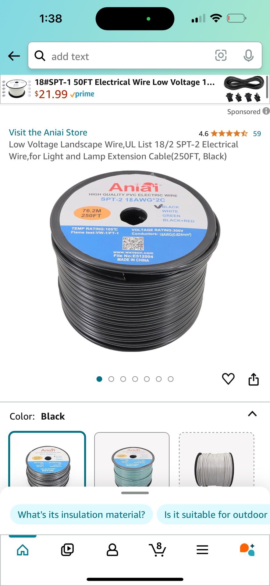 Low Voltage Landscape Wire,UL List 18/2 SPT-2 Electrical Wire,for Light ...