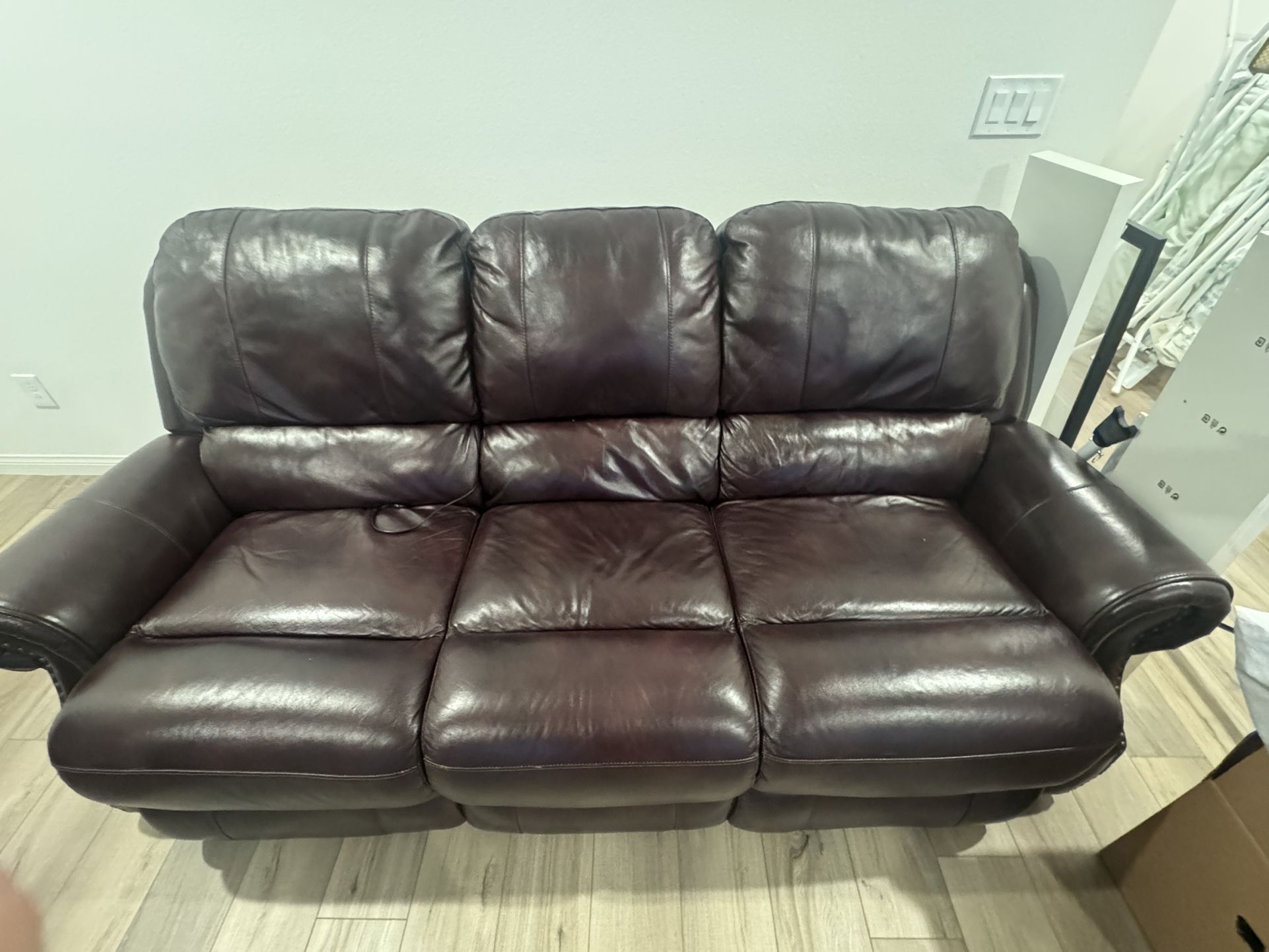 Real Leather Reclining Couch for Sale in Las Vegas, NV - OfferUp