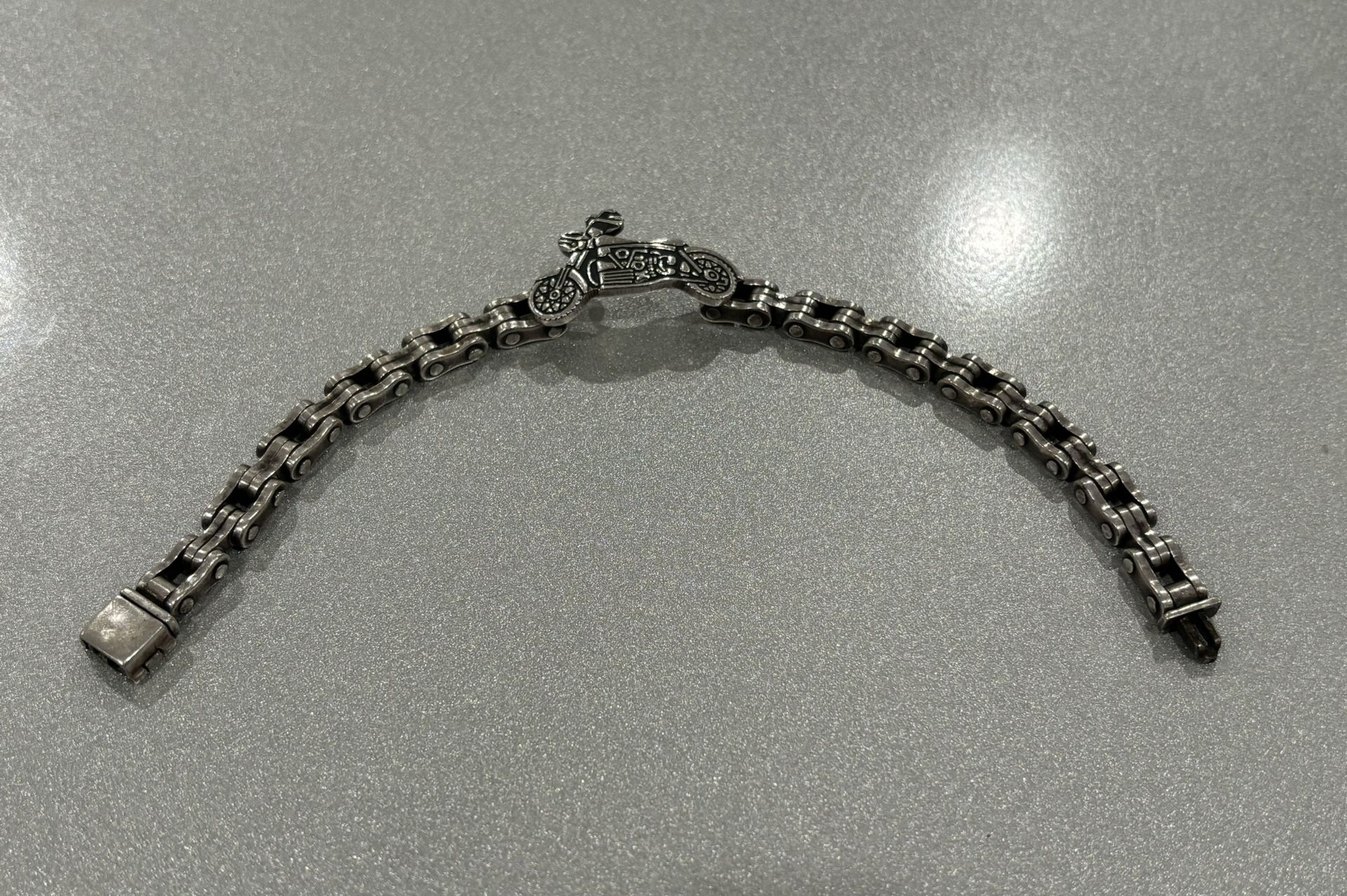 Vintage Solid 925 Silver Motorcycle Chain Men’s Bracelet for Sale in ...
