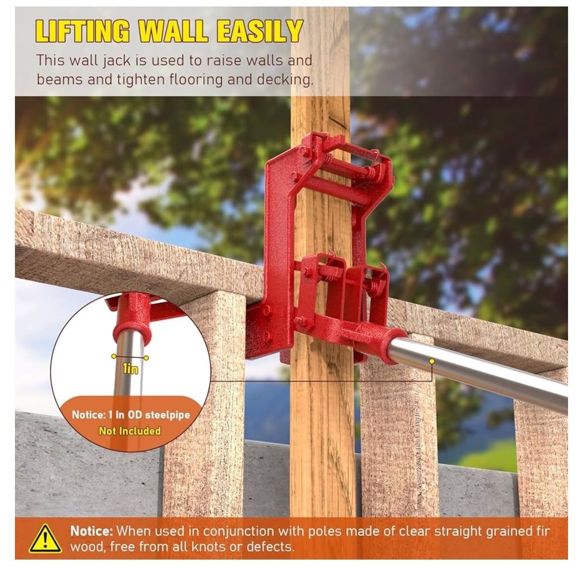 Wall Jack, Portable Wall Jacks for Framing, Use with 1-1/2 X 3-1/2 in ...