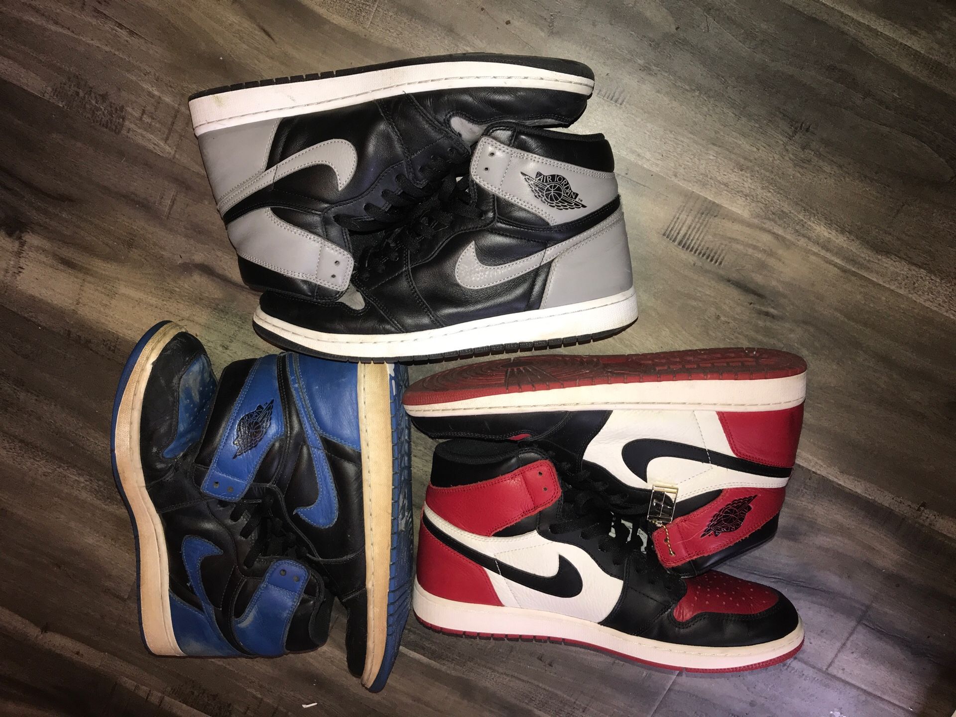 Jordan 1 Retro ( Shadows Size 11 1/2 ) ( Bred Toes Size 14 ) ( Royal ...