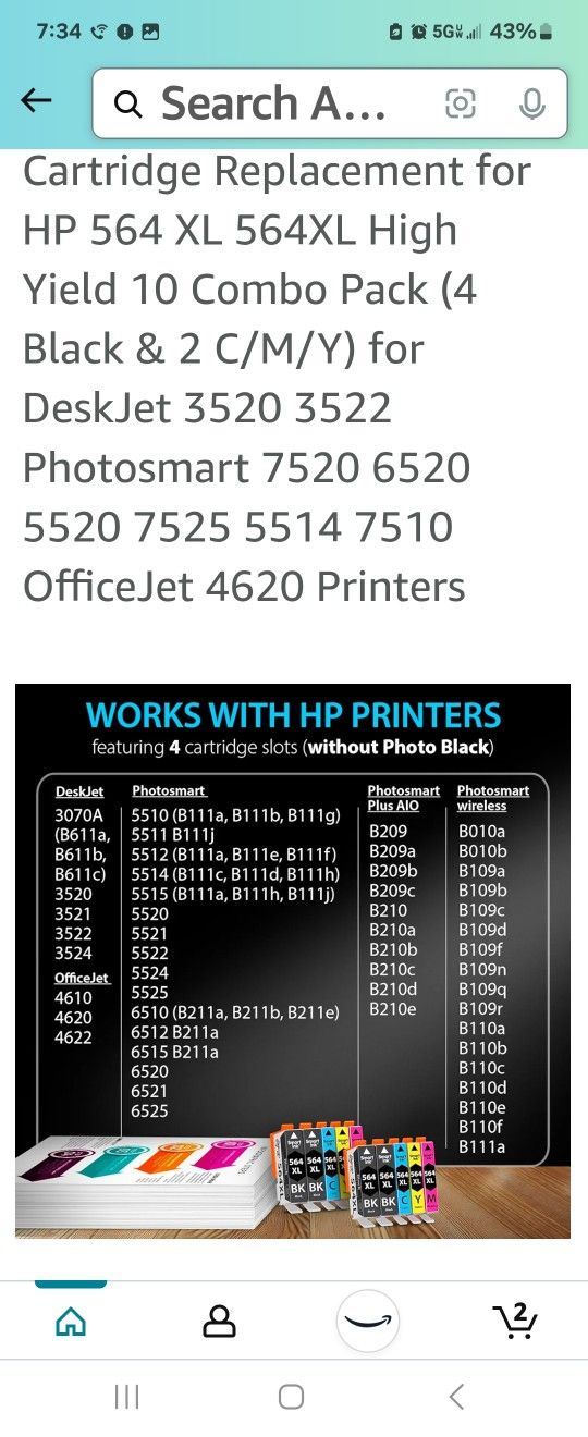 Smart Ink Compatible Ink Cartridge Replacement for HP 564 XL 564XL High ...