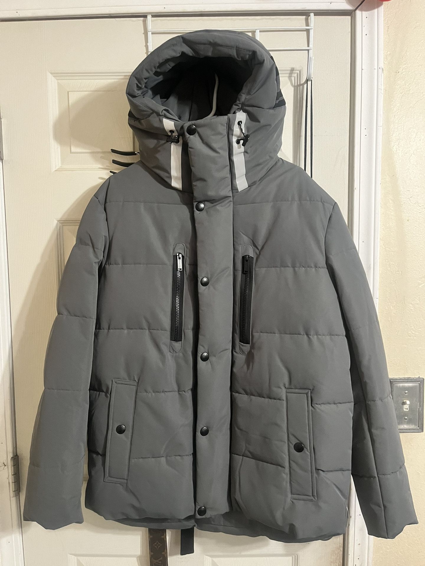 Michael Kors Grey Travel Engineered Puffer Jacket Coat Size M for Sale ...