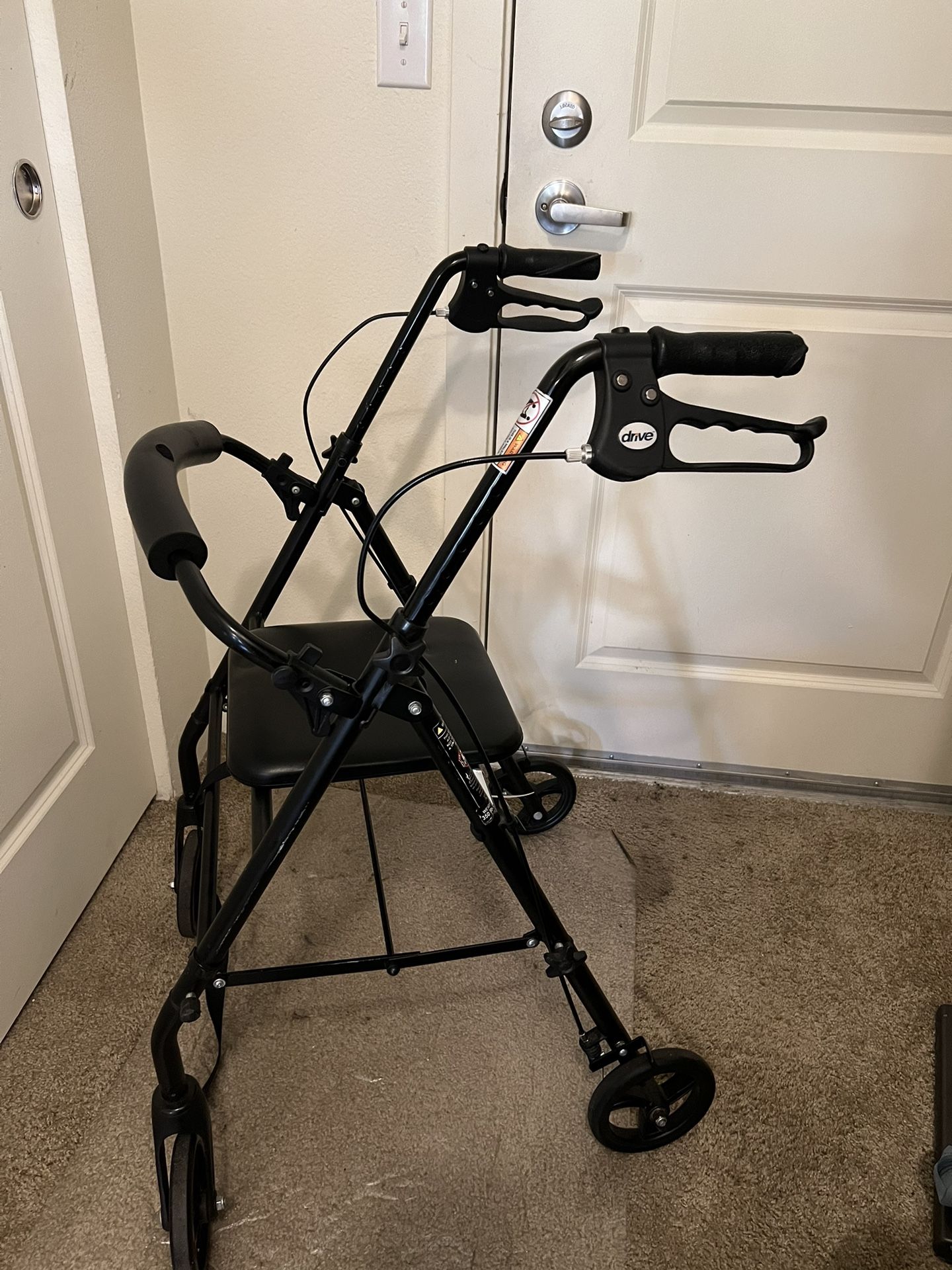 Equate Rolling Walker for Seniors, Rollator with Seat and Wheels, Black ...