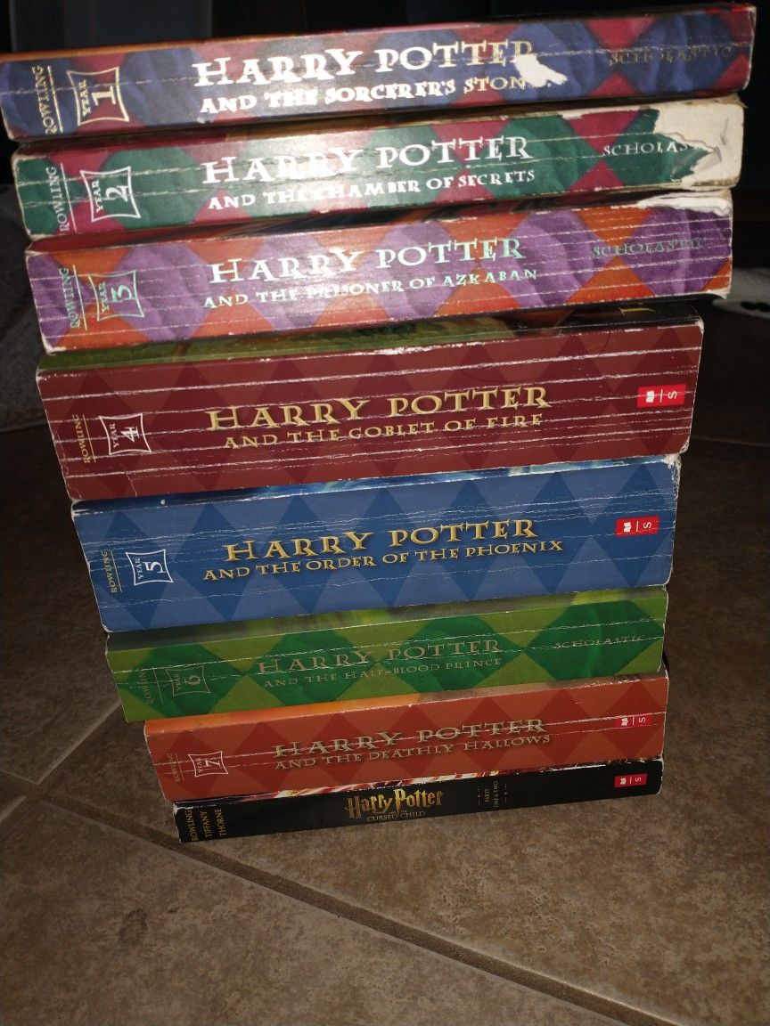 Harry Potter soft cover series 1-8 Some cover damage on books 1-3. No ...