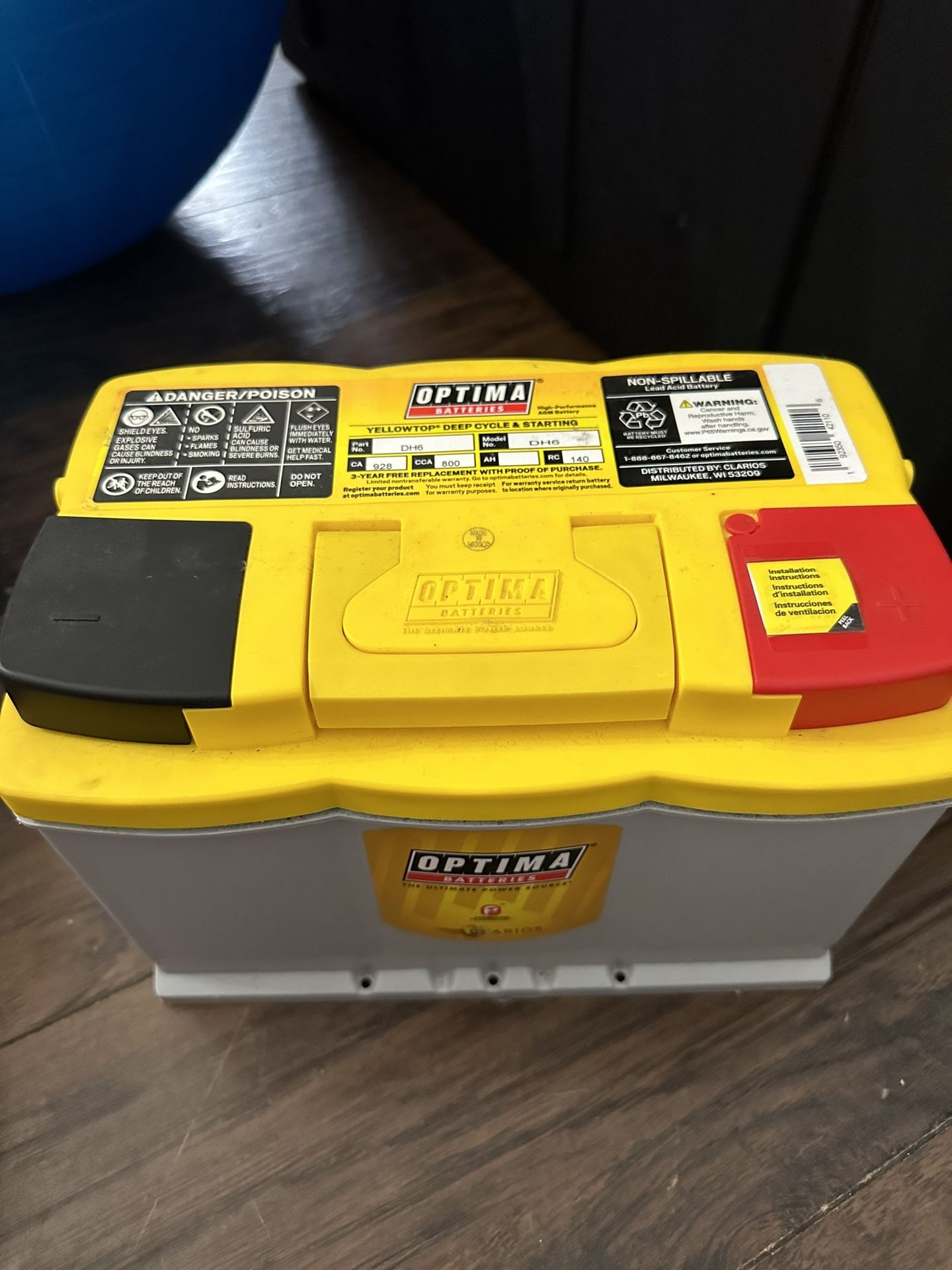 Optima Yellow Top Battery: H7 Group Size, 880 CCA, 1000 CA, 154 Minute ...