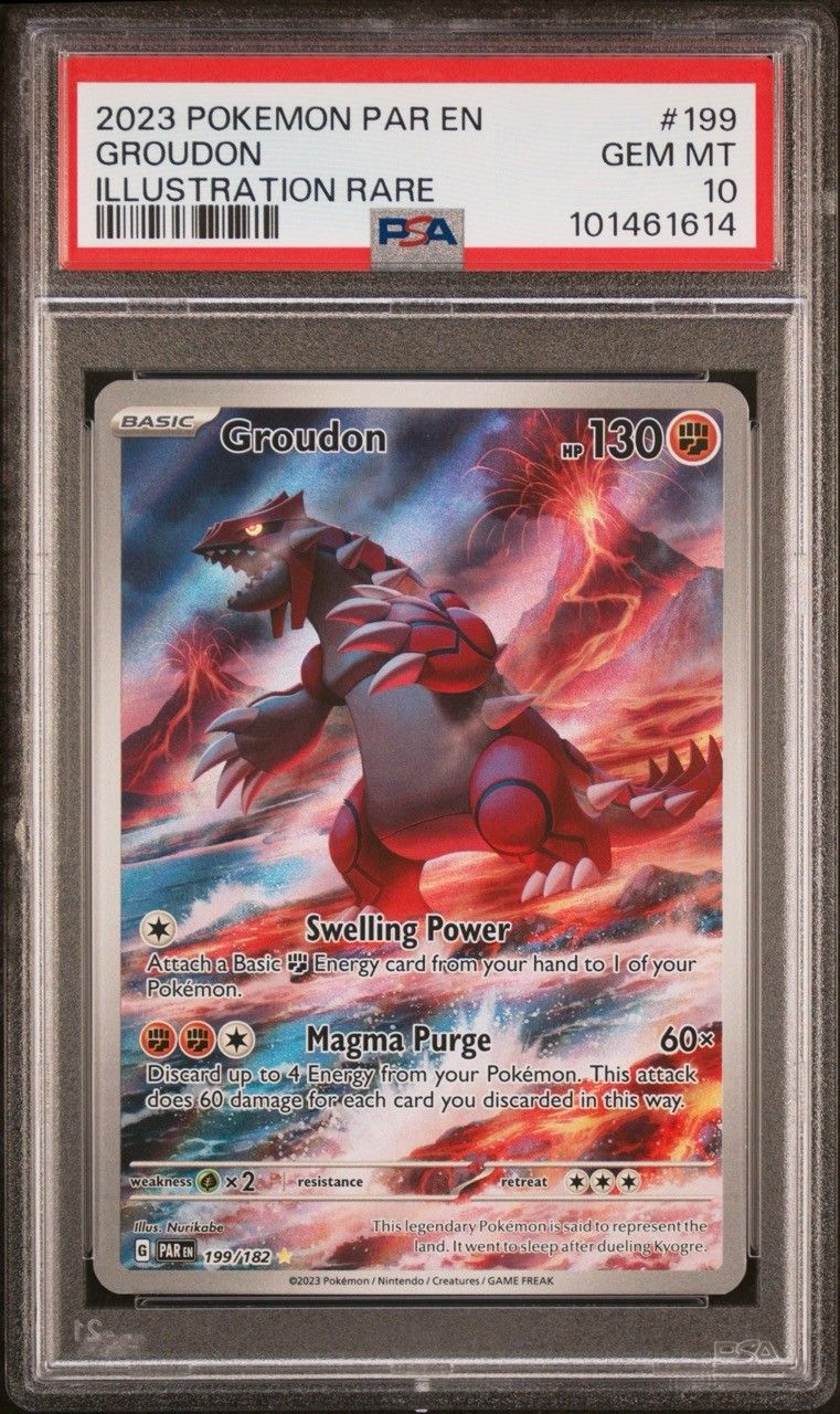 Groudon Illustration Rare 199/182 PSA 10 Gem Mint Pokemon Paradox Rift ...