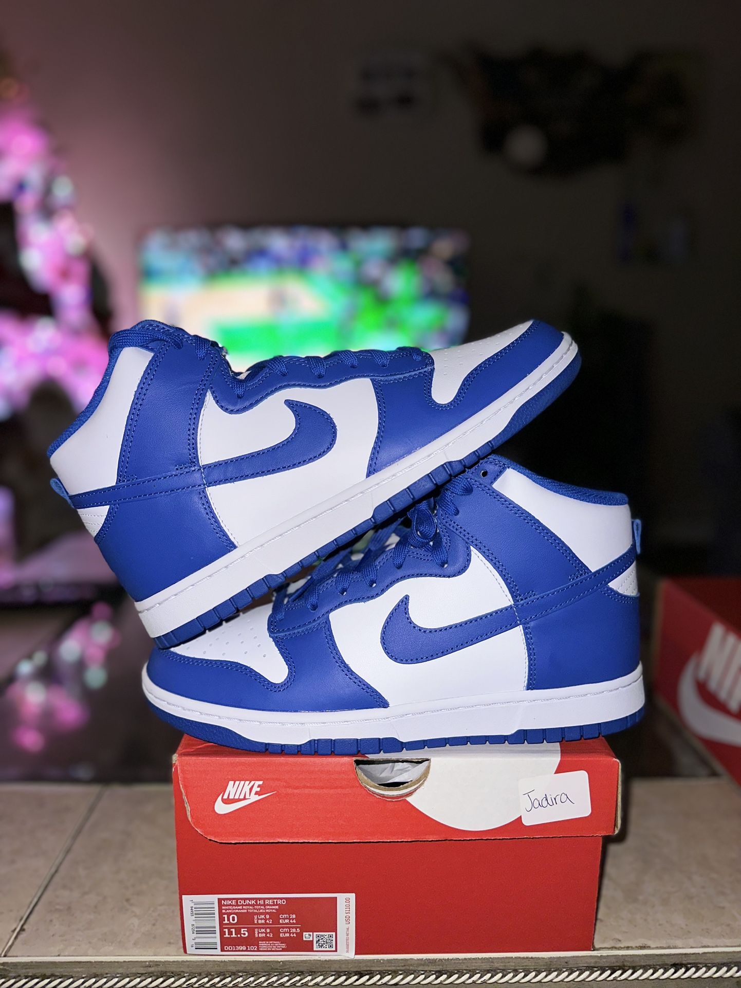 Mens Dunks NIKE DUNK HI RETRO GAME ROYAL 28.5cm New Jordan Blue