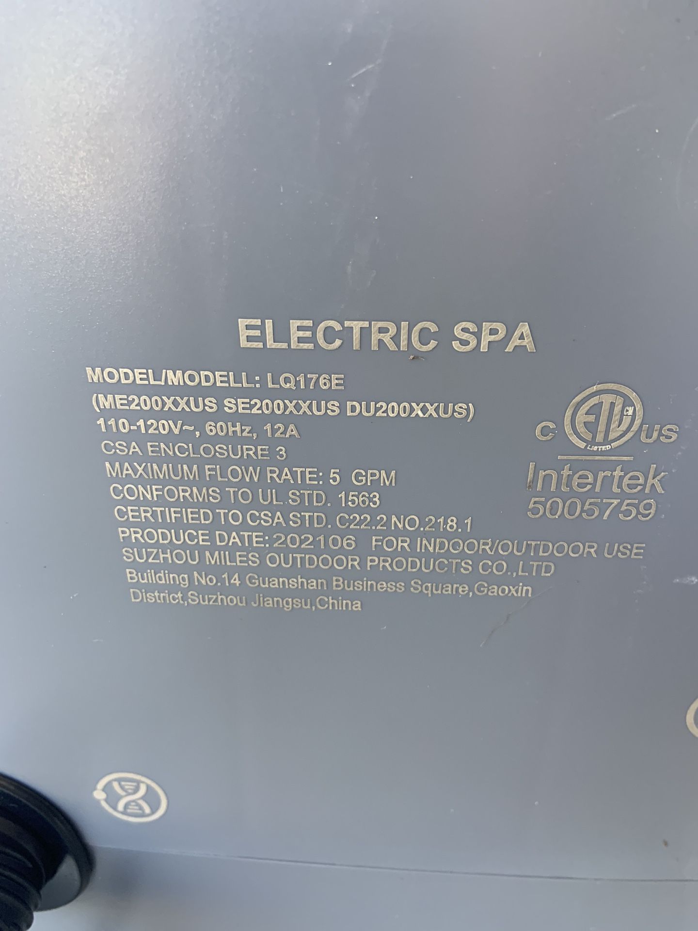 Intertek Electric Spa Pump LQ176E 110-120v And Extras for Sale in Mesa ...