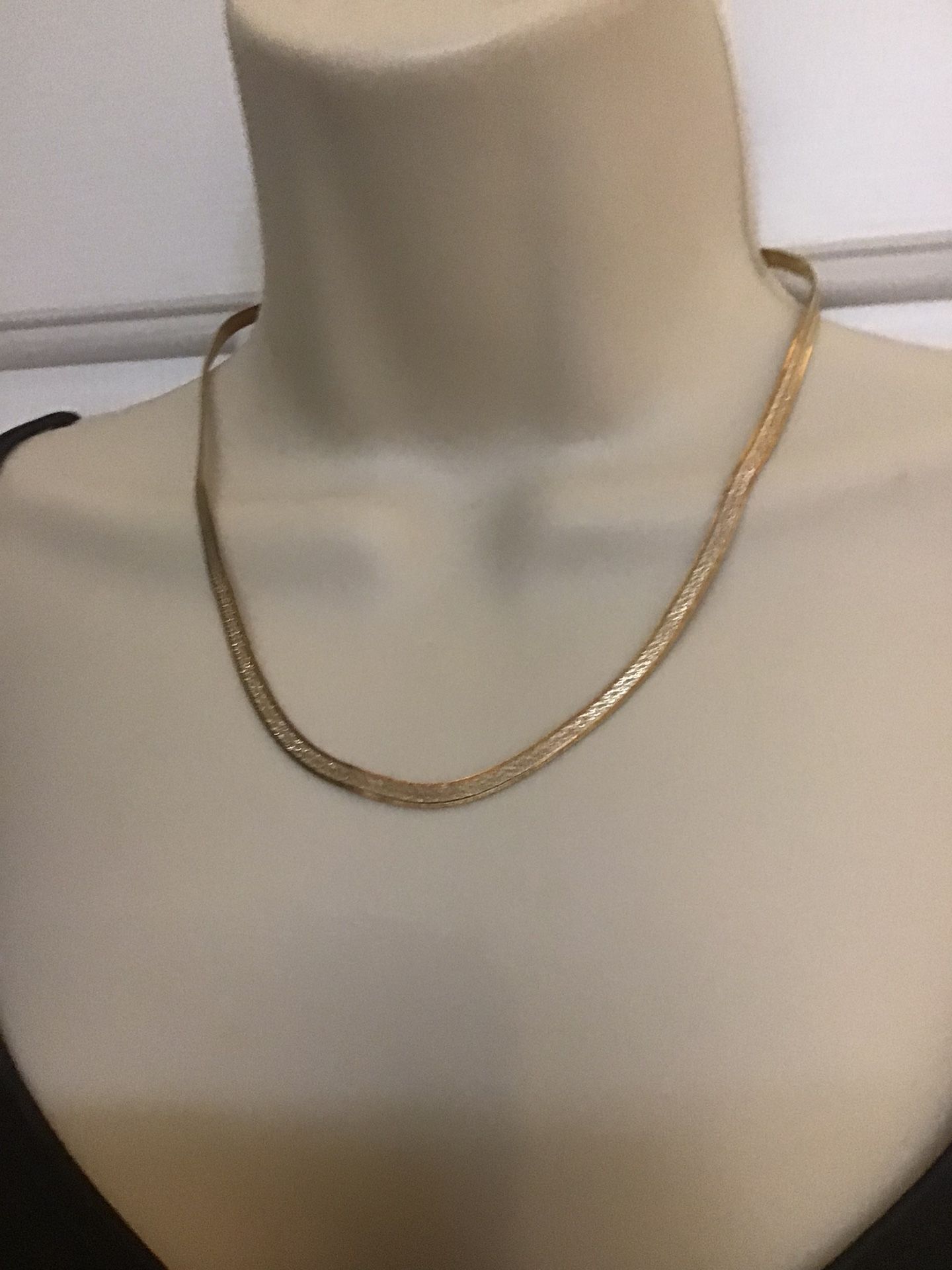 4 mm wide 925 Sterling Silver two tone herringbone necklace “Italy ...