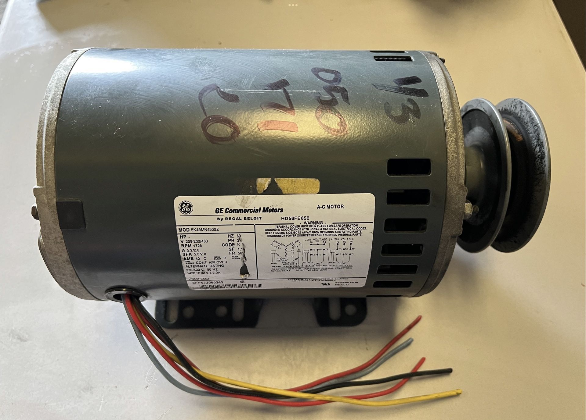 Ge Commercial Motors 5k49MN4500z 208v/460v 3 Phase #10001 for Sale in ...