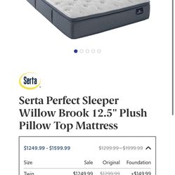 Serta Perfect Sleeper Willow Brook 12.5 Plush Pillow Top Mattress for Sale in Peoria AZ OfferUp