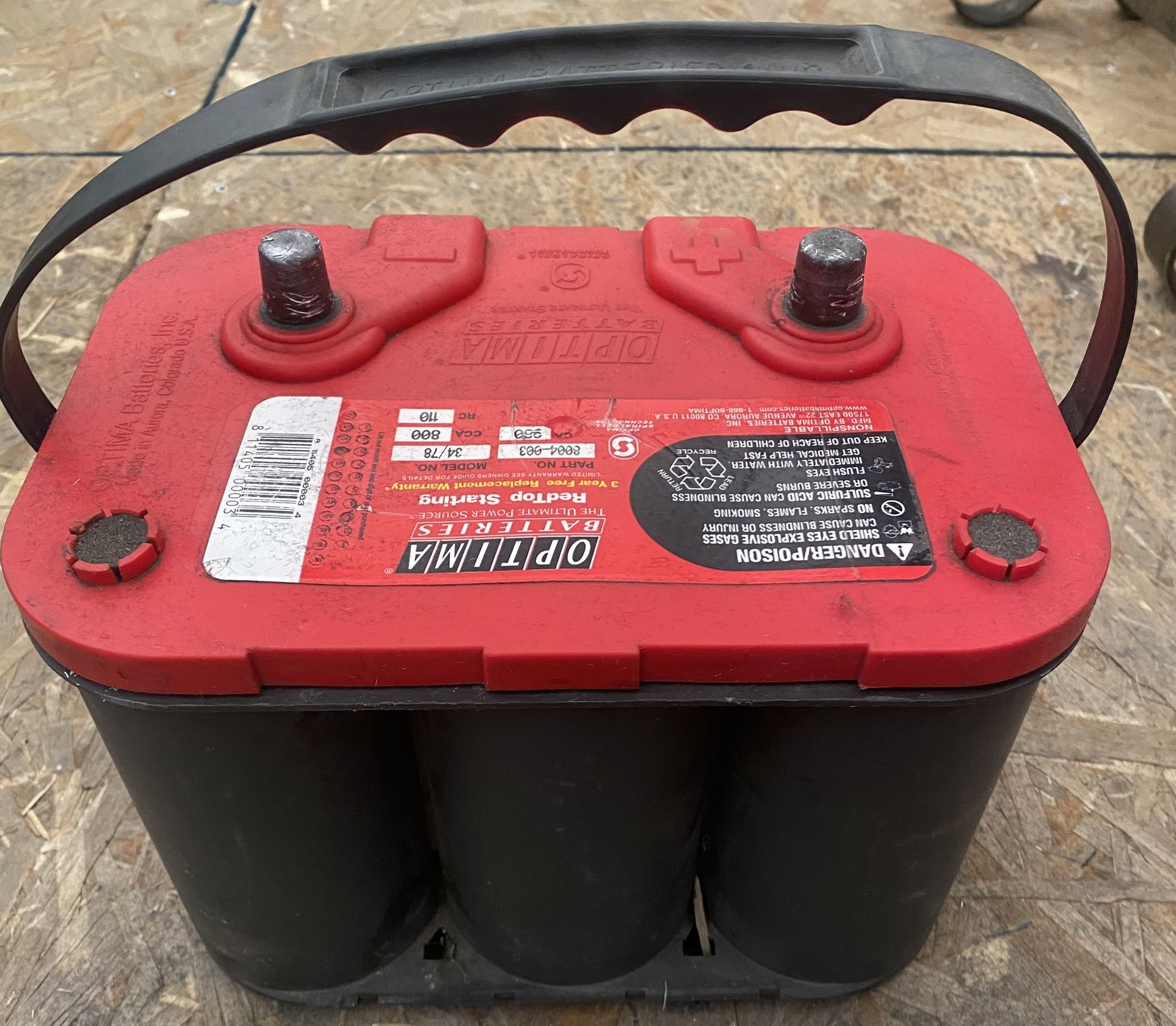Optima Battery 34/78 Red Top Good Condition Tested for Sale in ...