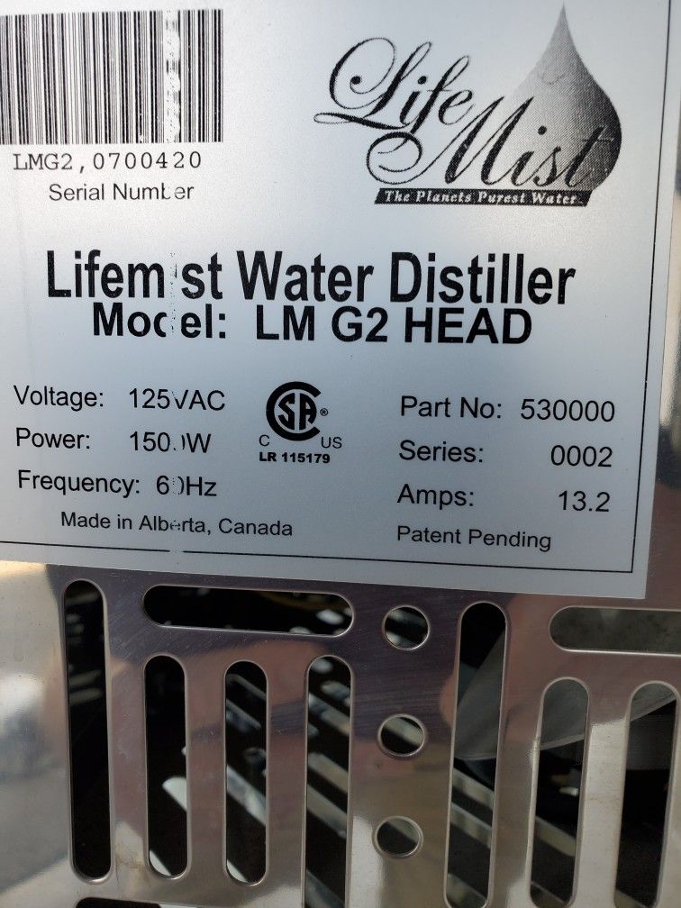 Lifemist- Water Distiller, Model LM -HT -G2-20 for Sale in Port Orchard ...