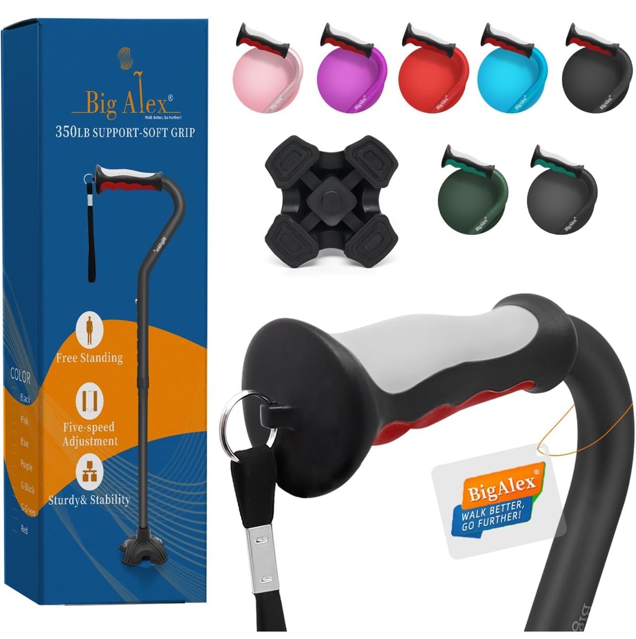 Collapsible Walking Cane for Men & Women, Adjustable Stability Stick ...