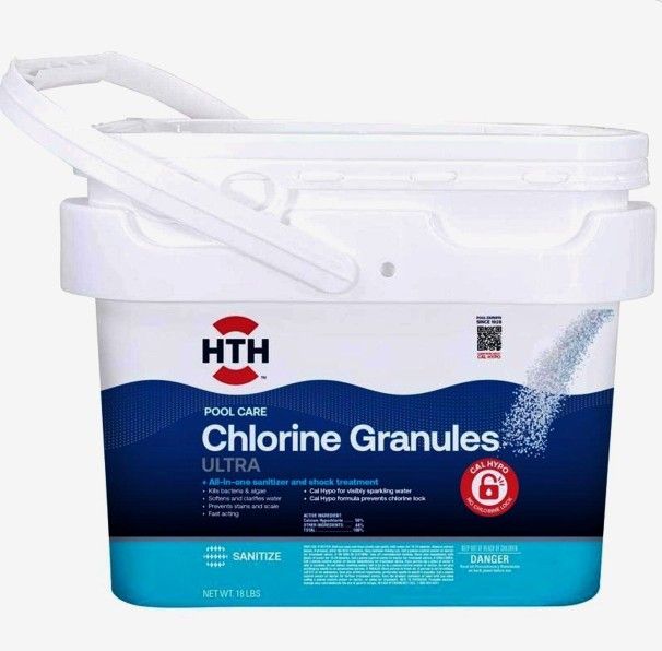 HTH Pool Care Chlorine Granules Ultra Pool Shock - 18 lbs. (22018 for ...