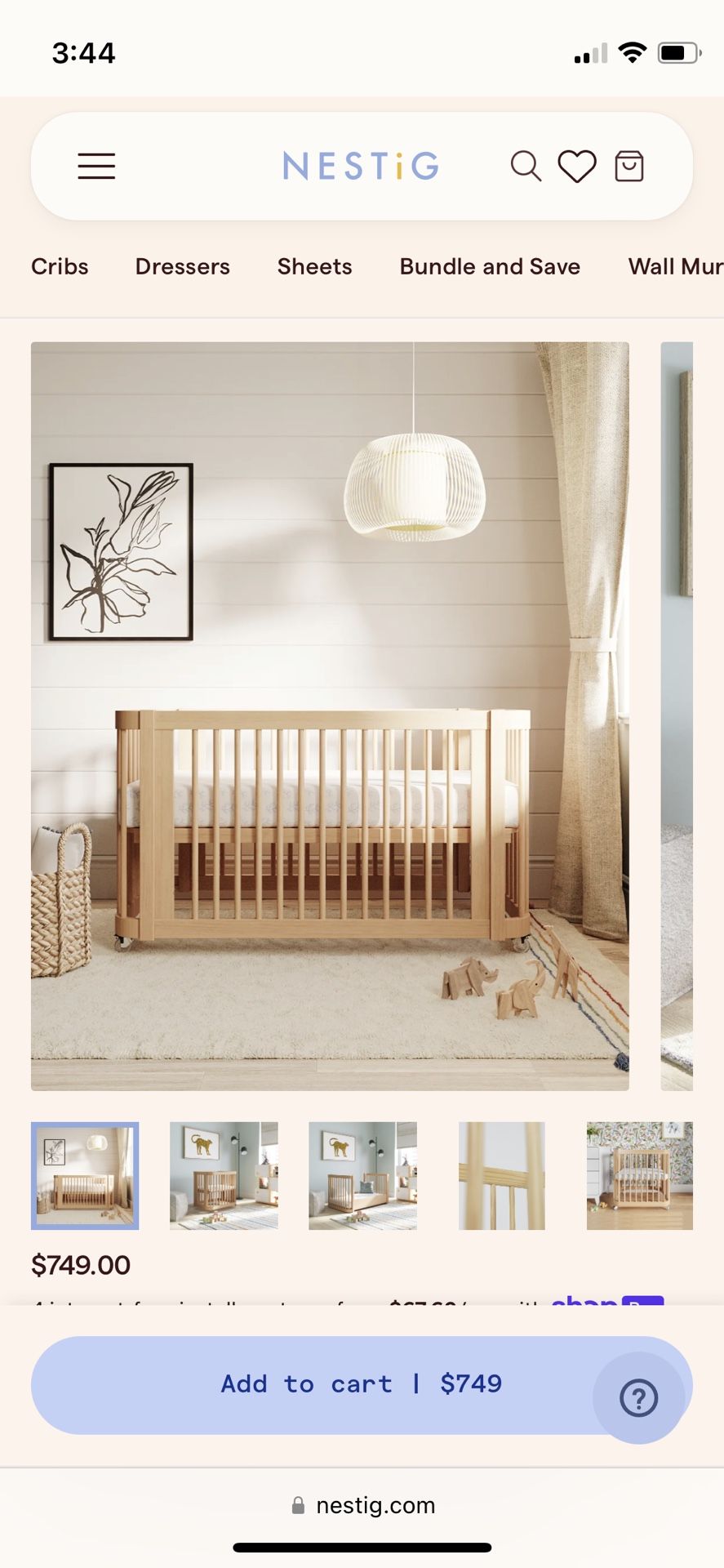 Beautiful 3 In 1 Nesting Wave Crib, Mini Crib, Toddler Bed for Sale in ...