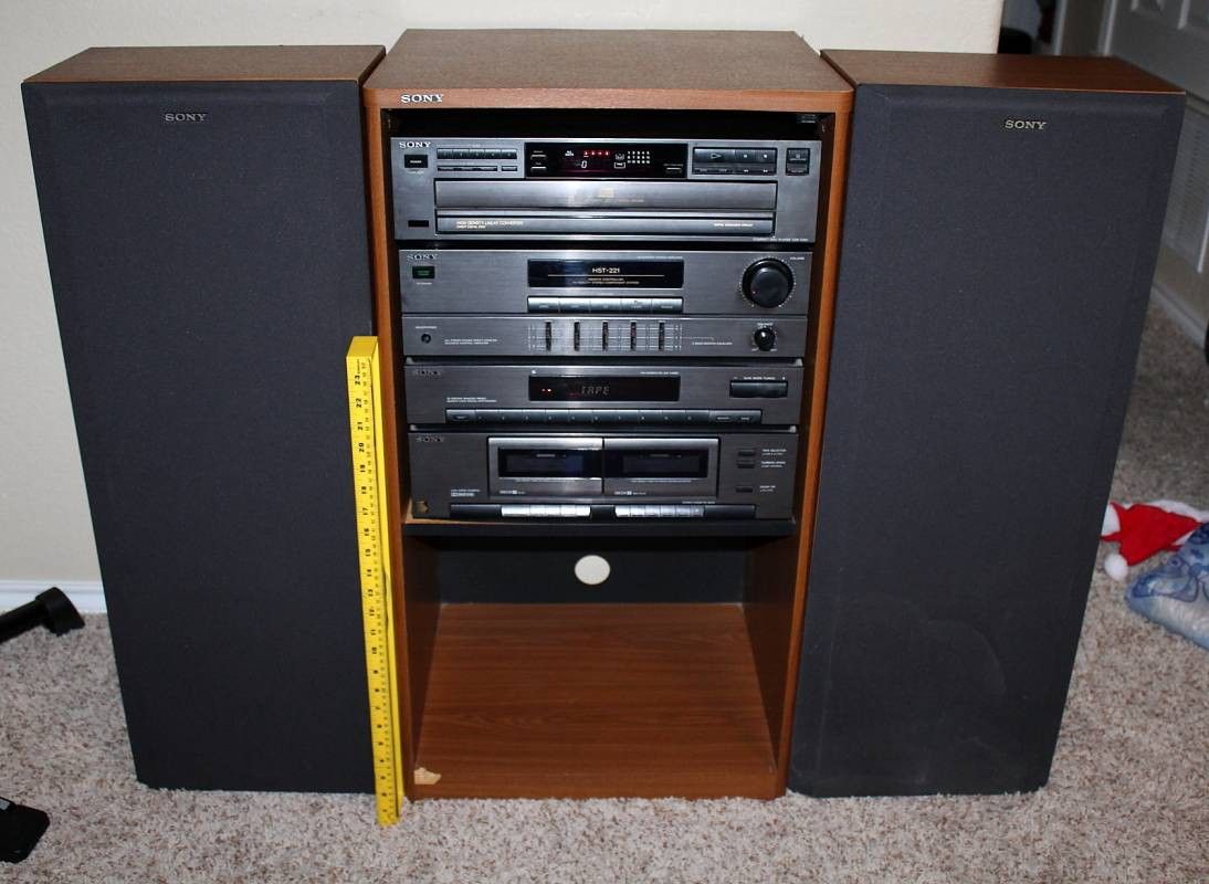 Sony HST-221 Stereo Component System w/ Sony CDP-C221 3 piece cabinet ...