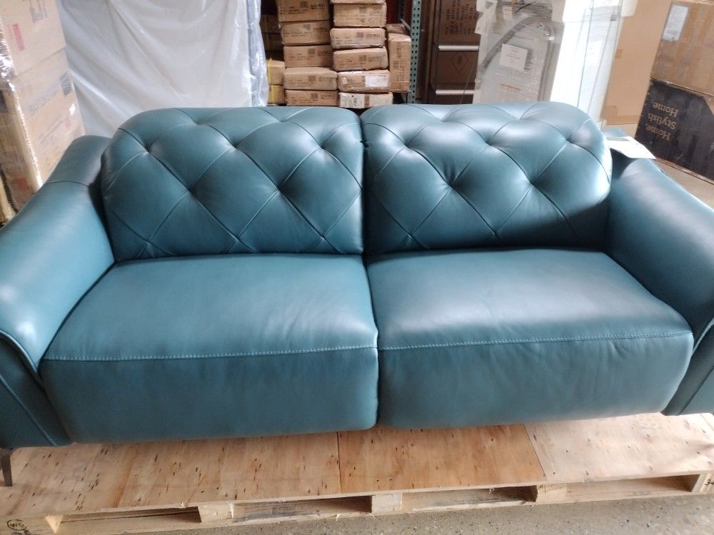Teal Color Leather Sofa | Baci Living Room