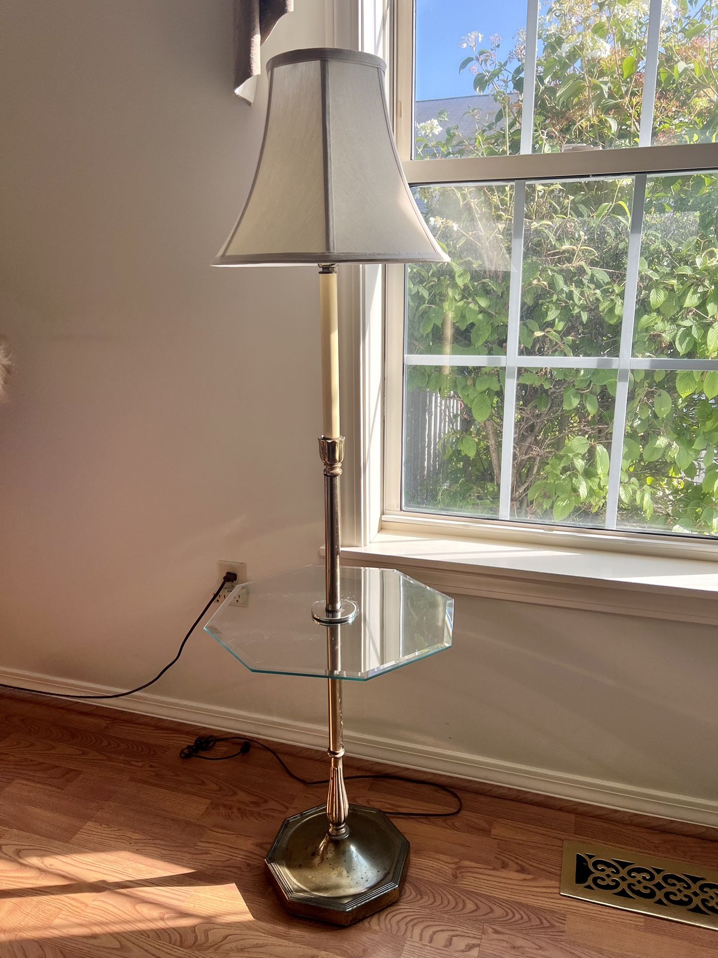 Mid Century Modern Brass Floor Lamp with Glass Table Top for Sale in ...