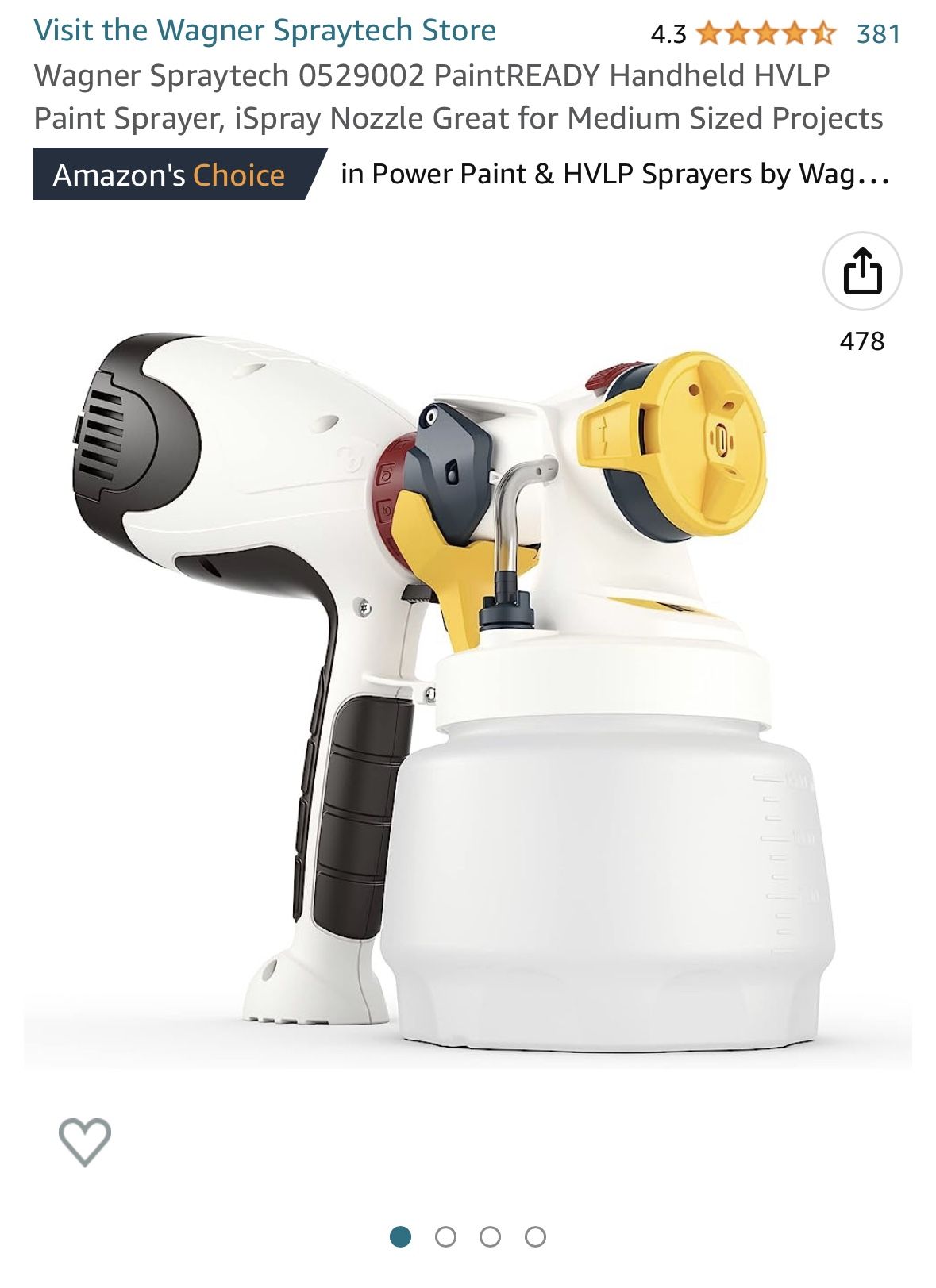 Wagner Spraytech 0529002 PaintREADY Handheld HVLP Paint Sprayer, iSpray ...