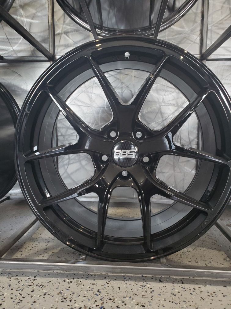 19x8.5 and 19x9.5 BBS RI replicas wheels gloss black fits 5x114 mustang ...