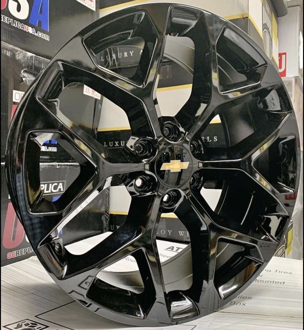 20 inches Snowflake Style Gloss Black Wheels fit Yukon Silverado Tahoe ...