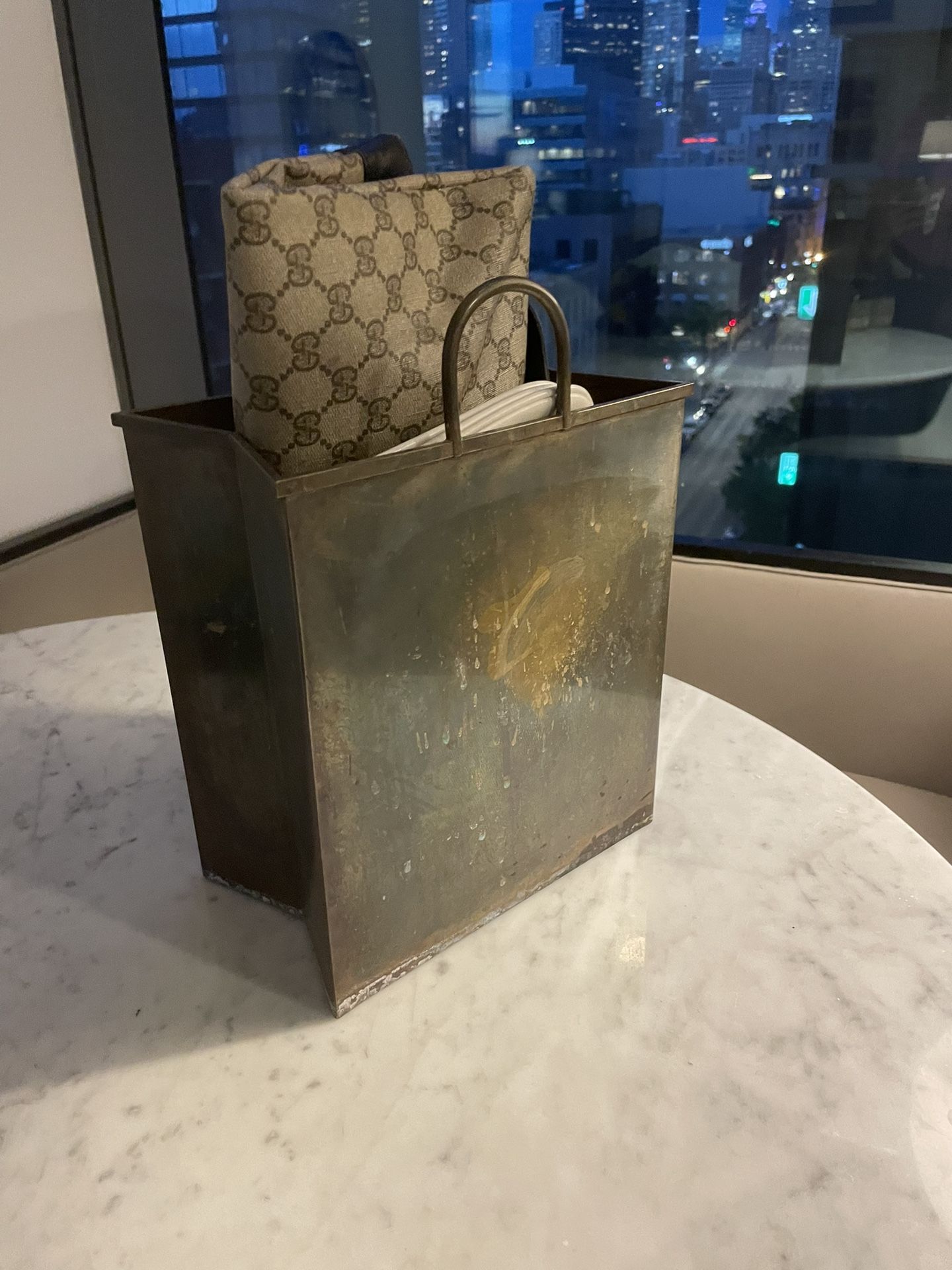 Vintage Mid Century GIO PONTI BRASS Italian Shopping Bag Magazine Rack ...