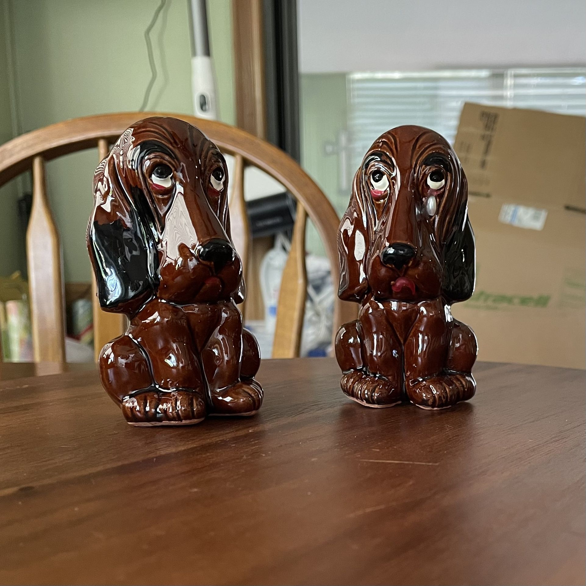 **VINTAGE** - Enesco Red Ware Sad “Tear Drop” Hound Dogs - Salt/Pepper ...
