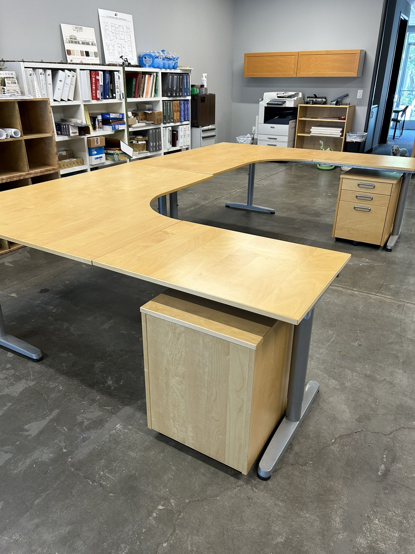 IKEA Commercial Desk Units 1 Left 1 Right, Plus Table for Sale in ...